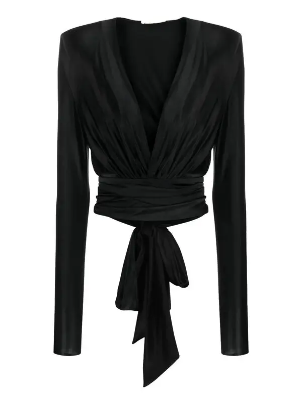 Alexandre Vauthier V-neck Tied-waist Blouse - Black