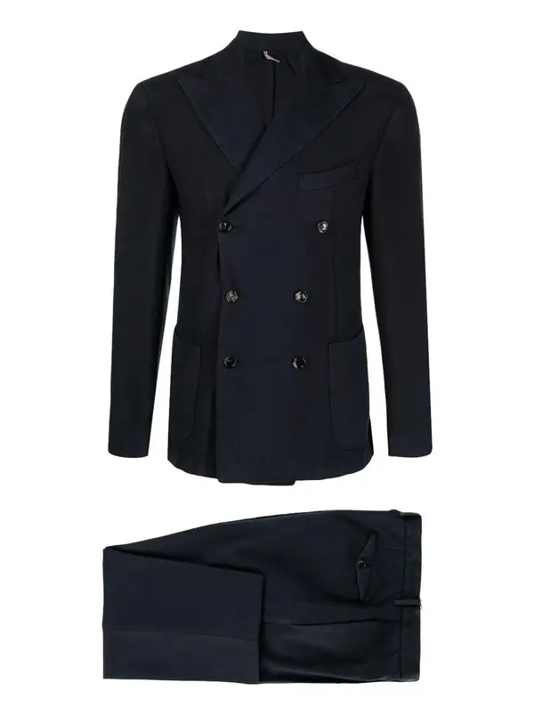 DELL'OGLIO Double-breasted Wool Suit - Blue
