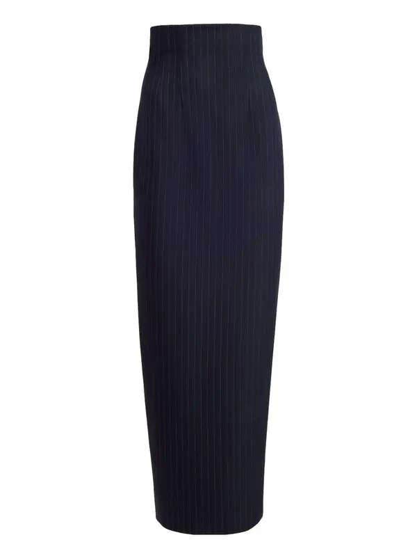 Khaite The Loxley Pinstriped Pencil Skirt - Blue