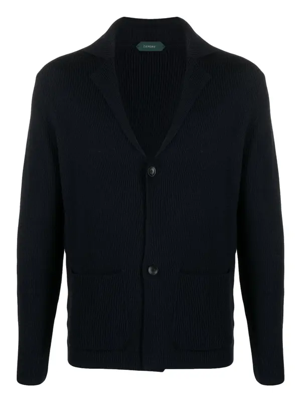 ZANONE Notched-lapels Virgin-wool Blazer - Blue