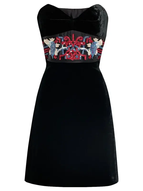 Zuhair Murad Strapless Embellished Mini Dress - Black