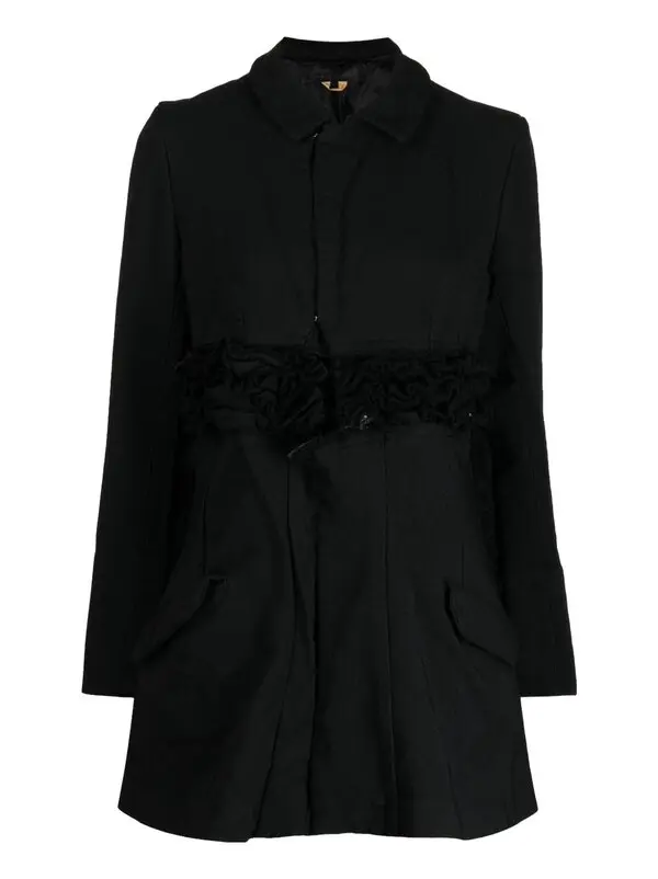 Comme Des Garçons Ripped Ruffled Bomber Jacket - Black