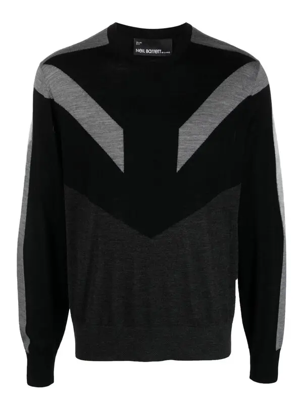 Neil Barrett Colour-block Fine-knit Jumper - Black