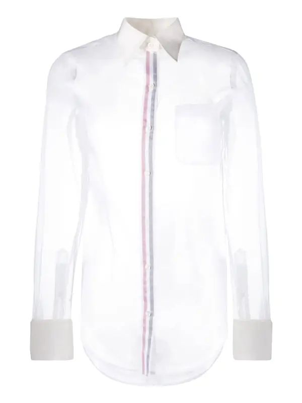 Thom Browne Rwb-placket Silk Shirt - White