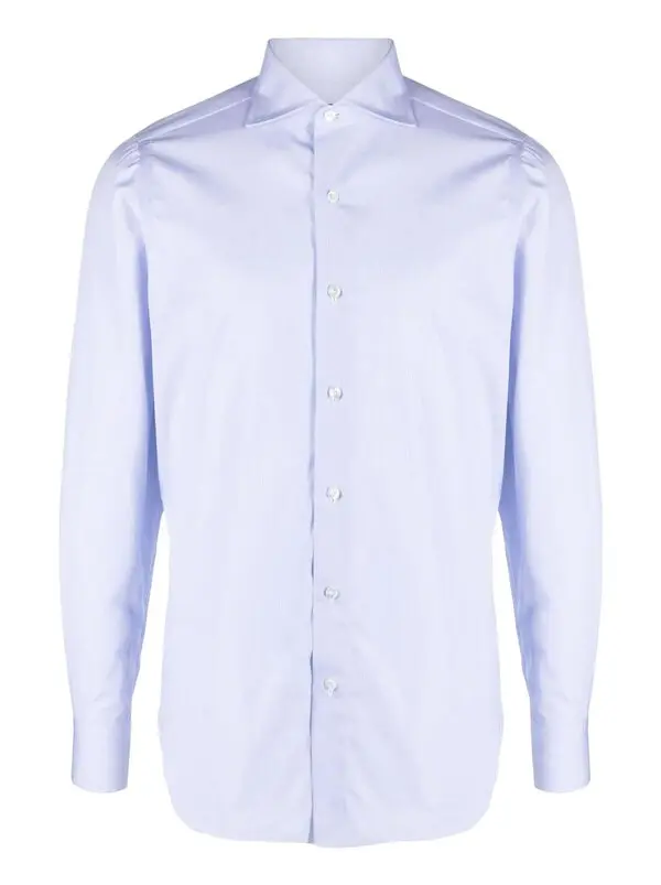 FINAMORE 1925 Long-sleeve Cotton Shirt - Blue