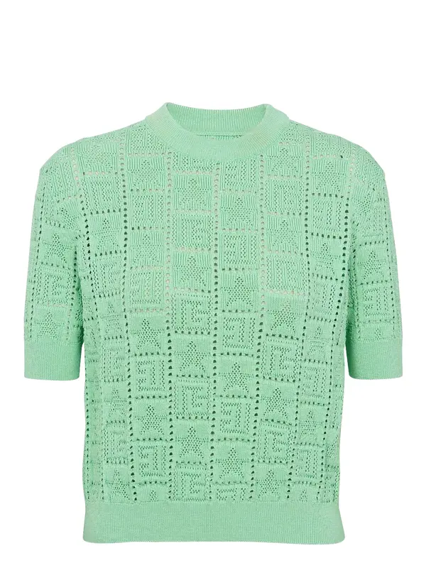 Balmain Monogram Jacquard Knit Top - Green