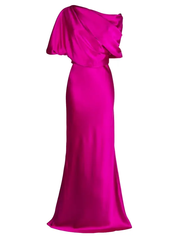 Amsale Off-shoulder Draped Gown - Pink