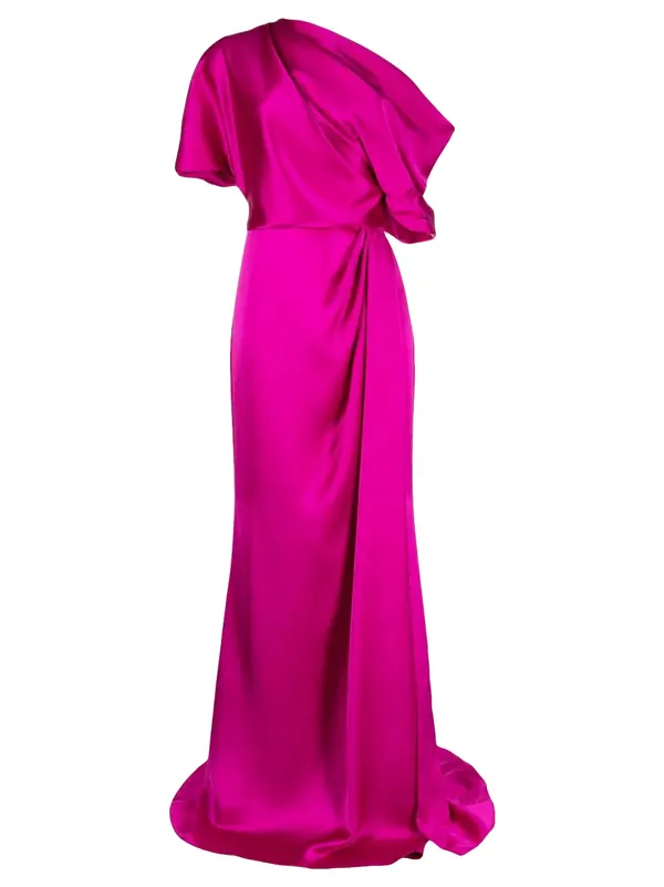 Amsale Off-shoulder Draped Gown - Purple