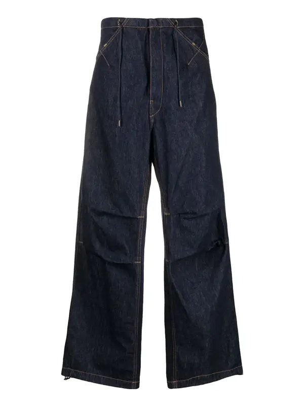 DARKPARK Daisy Contrast-stitching Wide Leg Jeans - Blue
