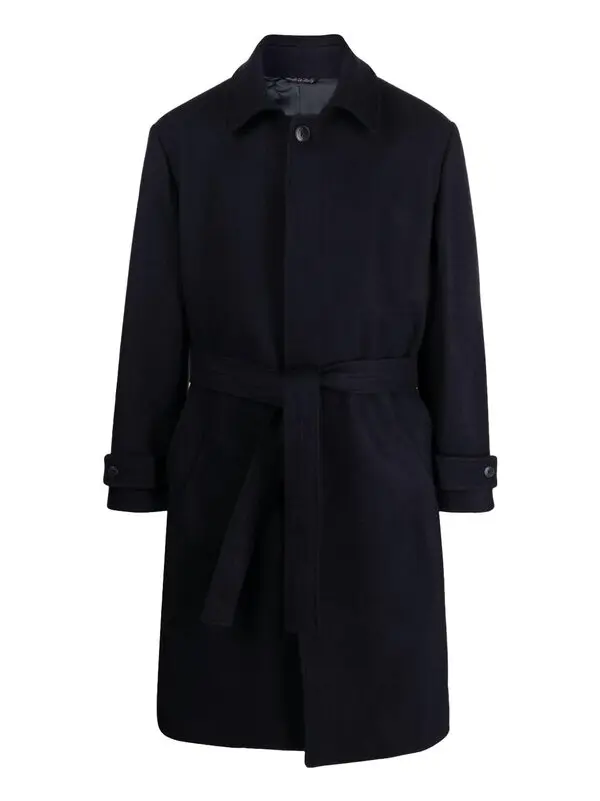 COSTUMEIN Belted Single-breasted Wool Coat - Blue