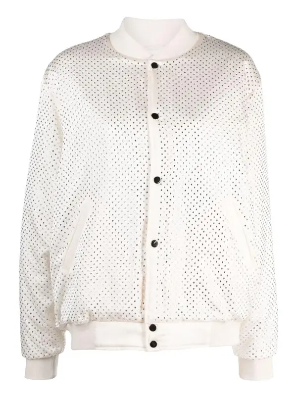 P.a.r.o.s.h Crystal-embellished Bomber Jacket - Neutrals