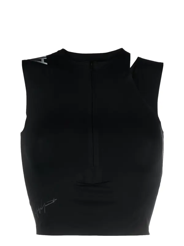 Y3 Logo-print Cropped Tank Top - Black