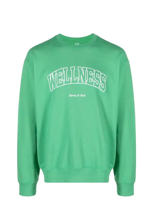 SPORTY & RICH Slogan-print Cotton Sweatshirt - Green