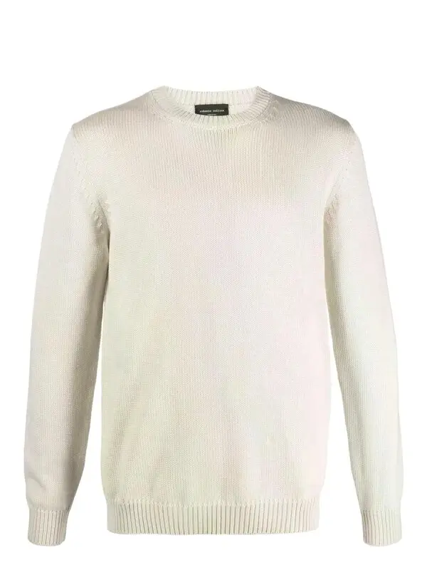 ROBERTO COLLINA Fine-knit Merino Wool Jumper - Neutrals