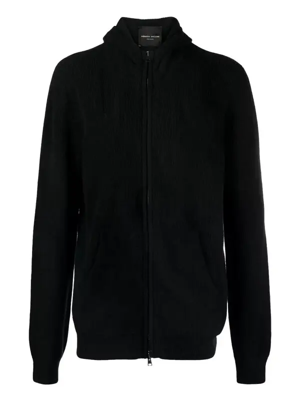 ROBERTO COLLINA Fine-ribbed Bomber Jacket - Black