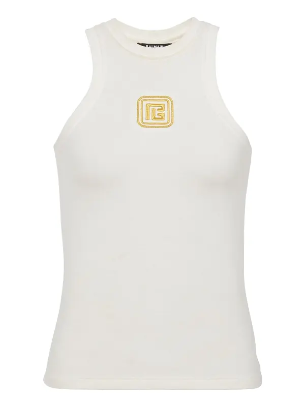 Balmain Logo-embroidered Tank Top - White