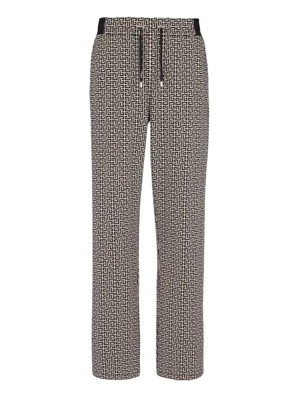 Balmain Monogram-jacquard Drawstring-waistband Track Pants - Black