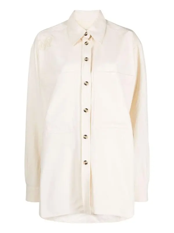 Nanushka Fabian Logo-embroidered Shirt - Neutrals