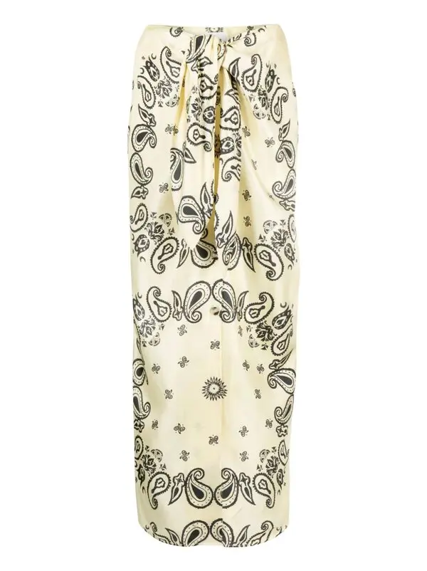 Nanushka Nicolet Paisley-print Midi Skirt - Yellow