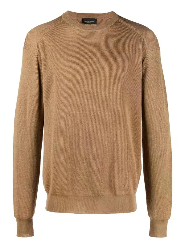 ROBERTO COLLINA Waffle-knit Merino Jumper - Brown