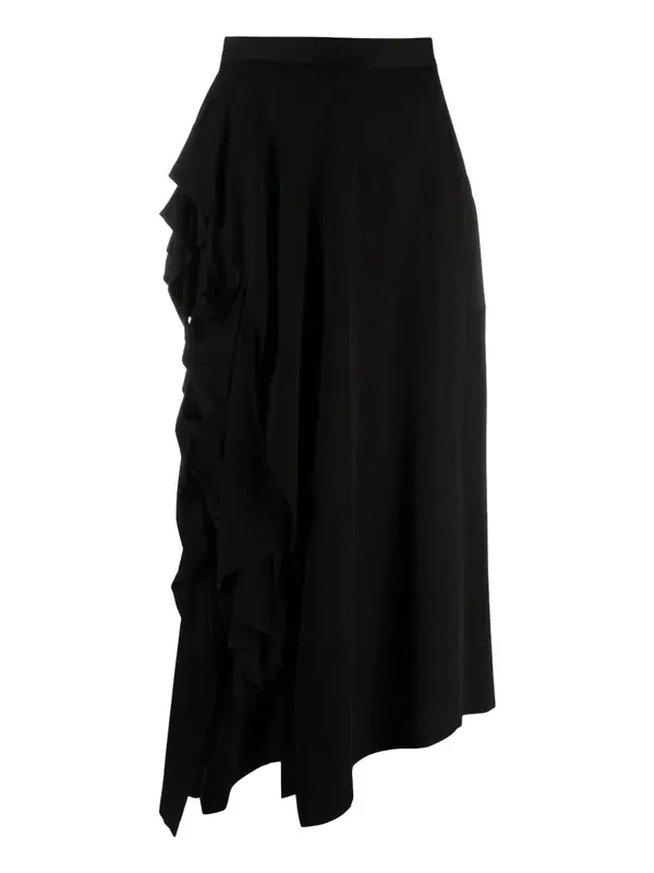 Yohji Yamamoto Ruffled Asymmetric Maxi Skirt - Black