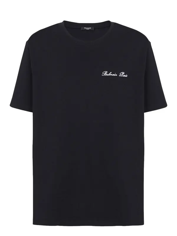 Balmain Logo-embroidered Cotton T-shirt - Black