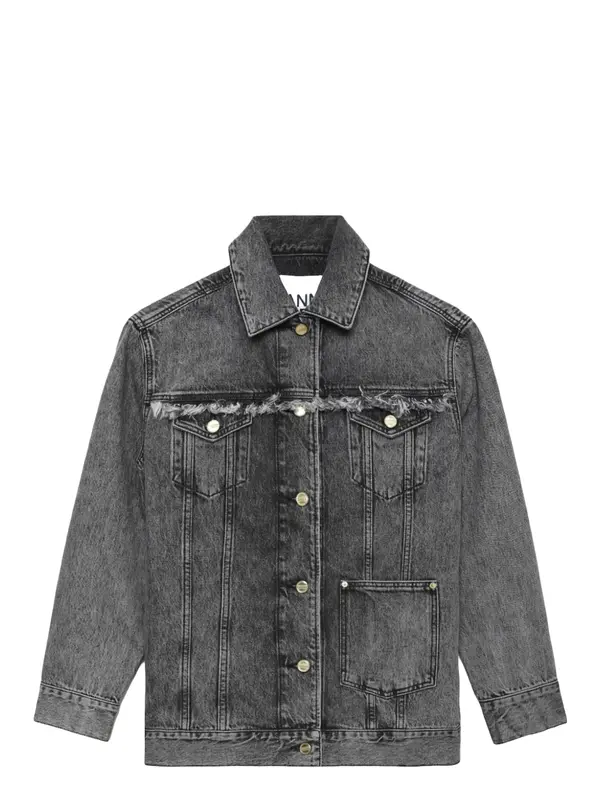 GANNI Frayed-detail Washed Jacket - Black