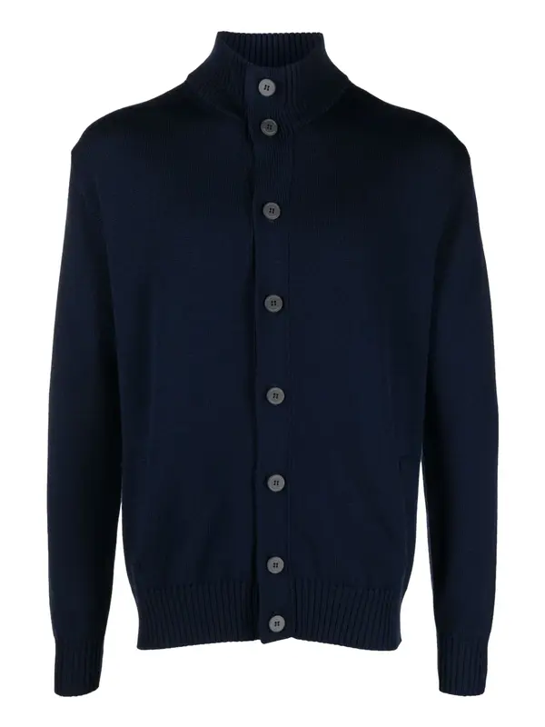 BALLANTYNE High-neck Wool Cardigan - Blue