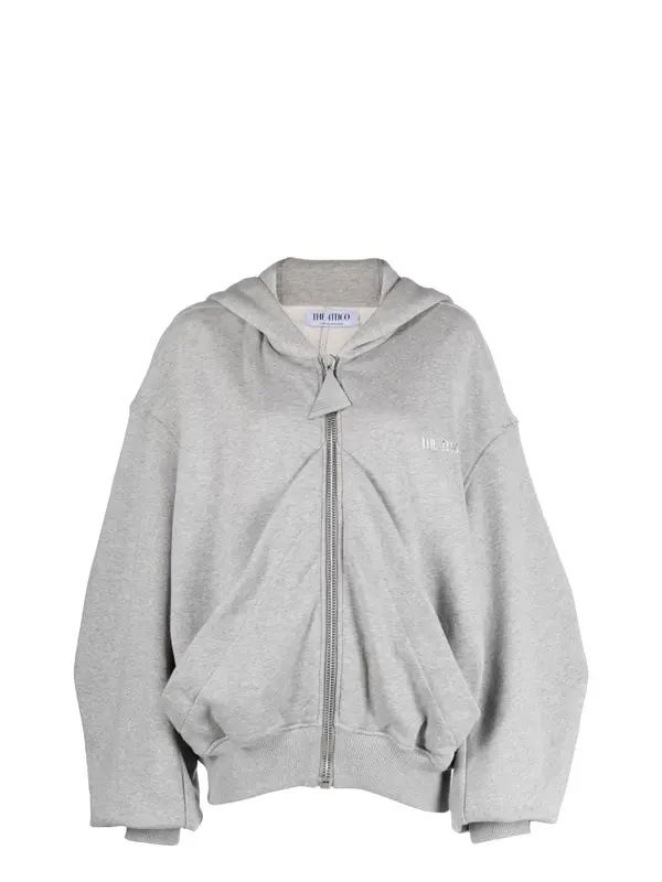 Attico Logo-embroidered Draped Hoodie - Grey