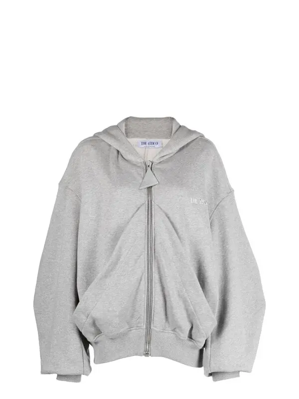 Attico Logo-embroidered Draped Hoodie - Grey
