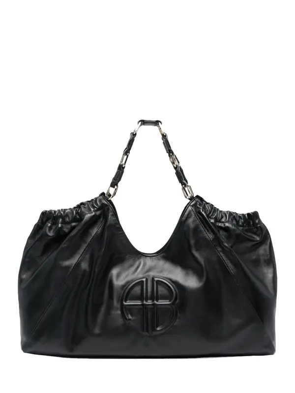 ANINE BING Logo-embossed Leather Tote Bag - Black