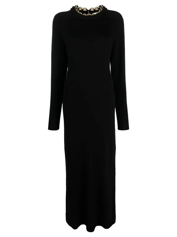 Rabanne Knitted Long-sleeve Maxi Dress - Black