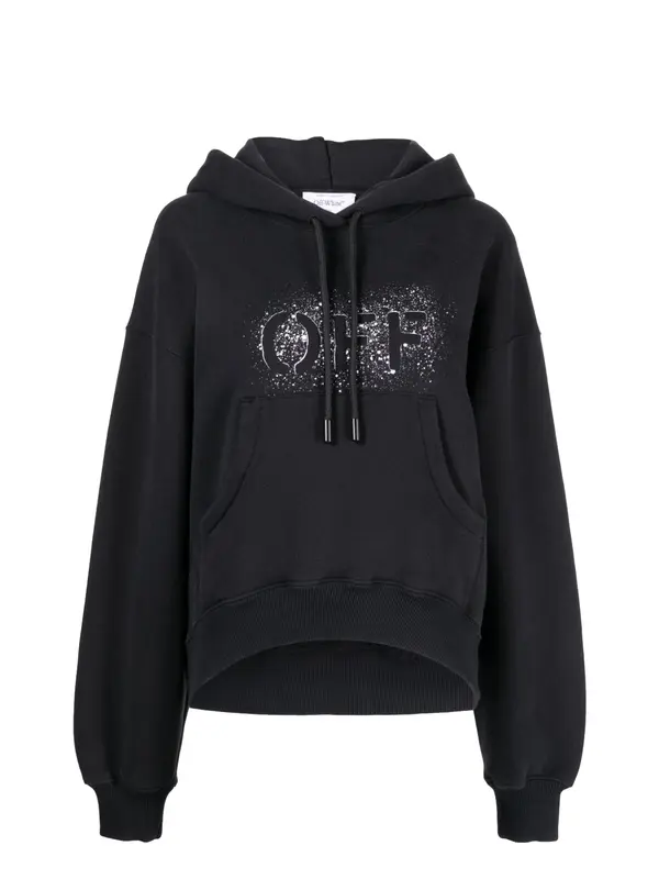 Off-White Spray-paint Logo Cotton Hoodie - Black