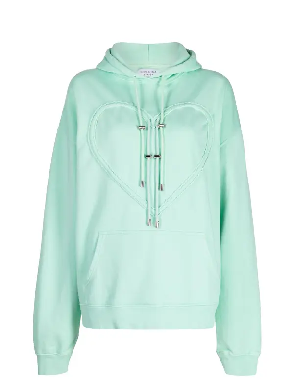 Collina Strada Heart Cotton Hoodie - Green