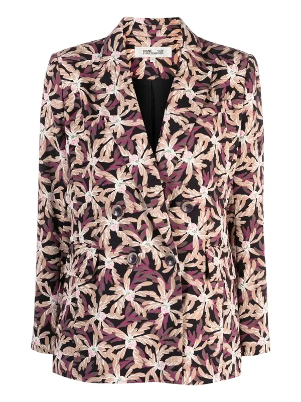 Diane Von Furstenberg Floral-pattern Double-breasted Blazer - Neutrals