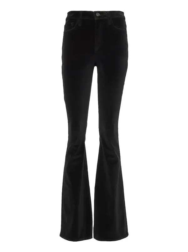 FRAME Le High Flare Velveteen Pants - Black