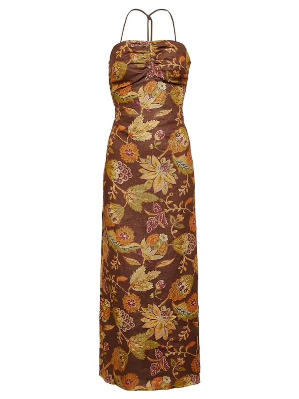 Sir The Label Josefina Floral Linen Midi Dress - Multicoloured