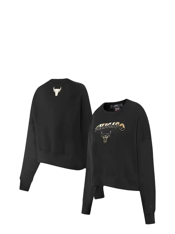 PRO STANDARD Chicago Bulls Cropped Pullover Sweatshirt - Black