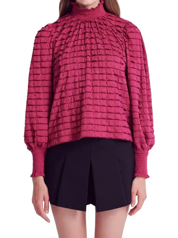 English Factory Tiered Ruffle Top - Berry