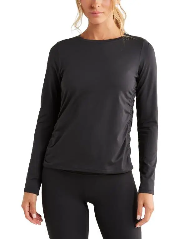 Zella Ruched Long Sleeve T-shirt - Black