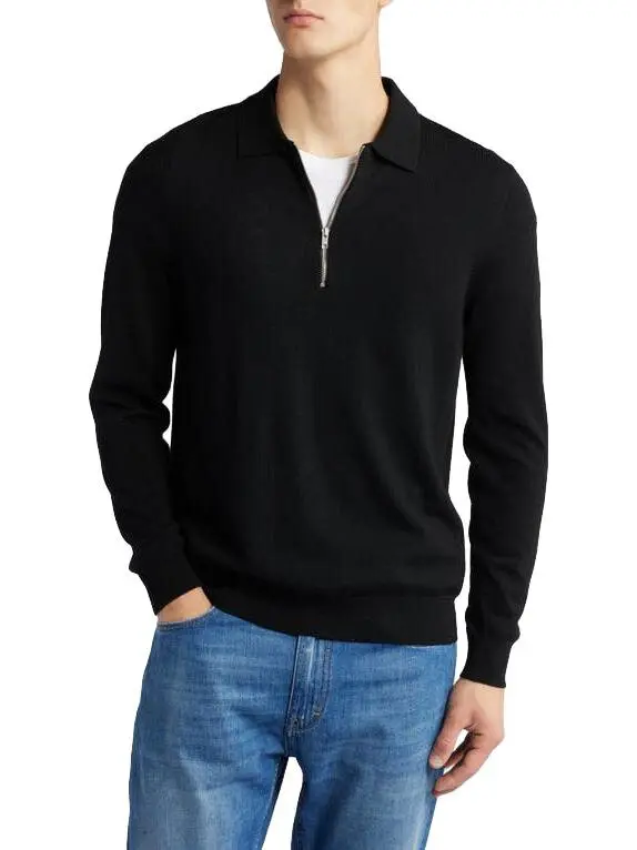 Nn07 Quarter Zip Wool Polo Sweater - Black