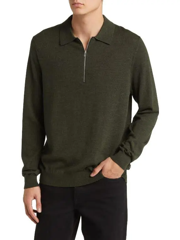 Nn07 Quarter Zip Wool Polo Sweater - Dark Army