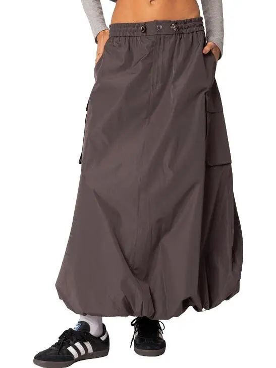 EDIKTED Bubble Hem Maxi Skirt - Gray