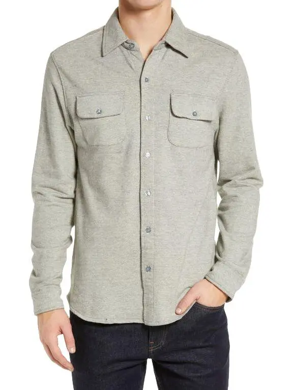 THE NORMAL BRAND Textured Knit Long Sleeve Button-up Shirt - Graphite