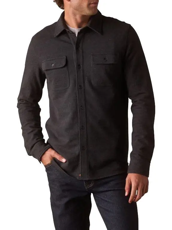 THE NORMAL BRAND Textured Knit Long Sleeve Button-up Shirt - Phantom