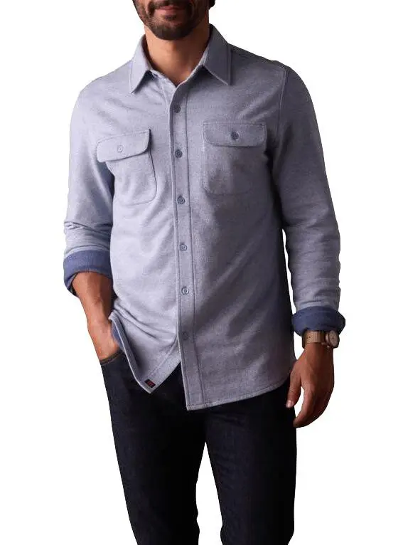 THE NORMAL BRAND Textured Knit Long Sleeve Button-up Shirt - Vintage Blue