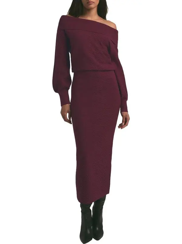 FAVORITE DAUGHTER The Irene Off-the-shoulder Maxi Sweater Dress - Sangria Nights