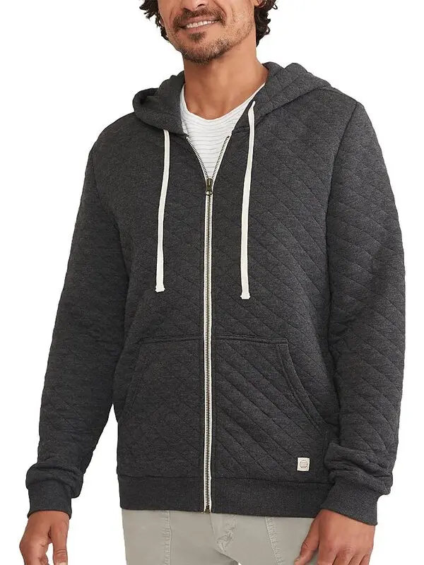 Marine Layer Quilted Zip Hoodie - Heather Gray