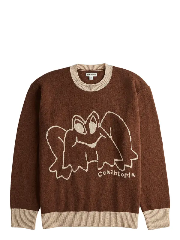 COACHTOPIA Star Frog Intarsia Graphic Sweater - Dark Brown/camel