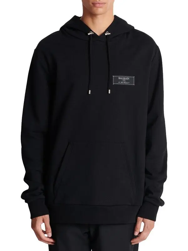Balmain Logo Cotton Hoodie - Black